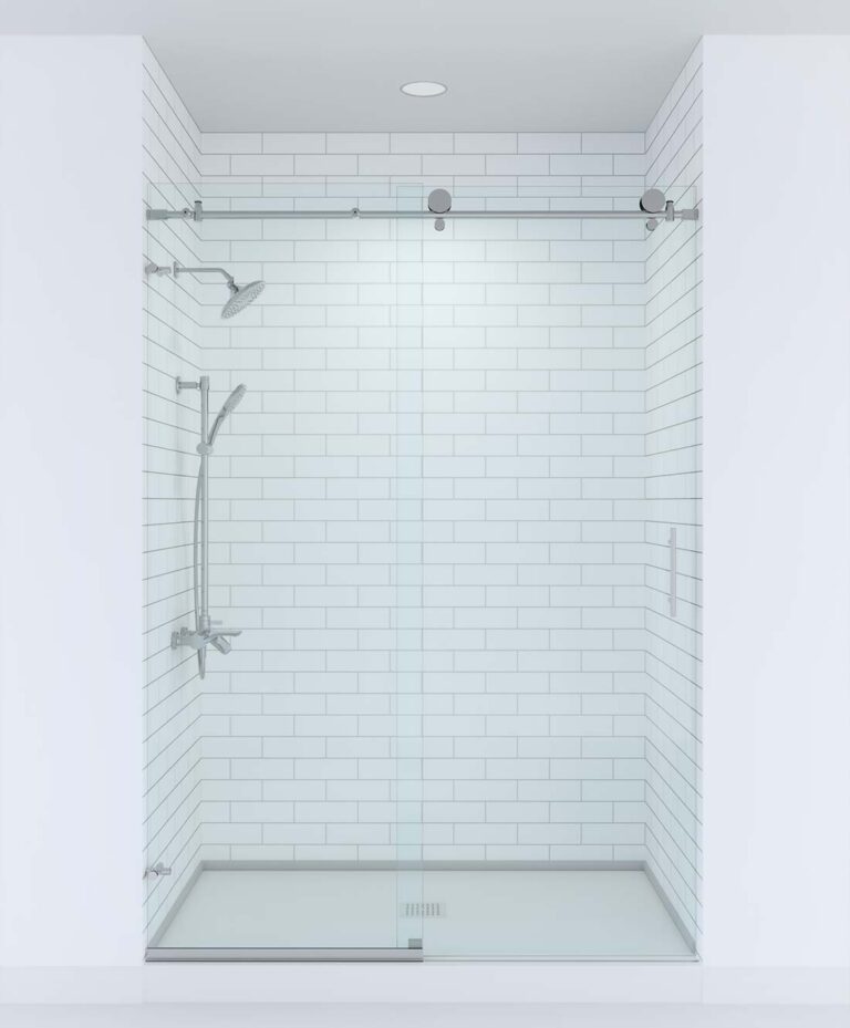 Atlantis Heavy Stationary Panel With Bypass Sliding Door | Splendor Glass