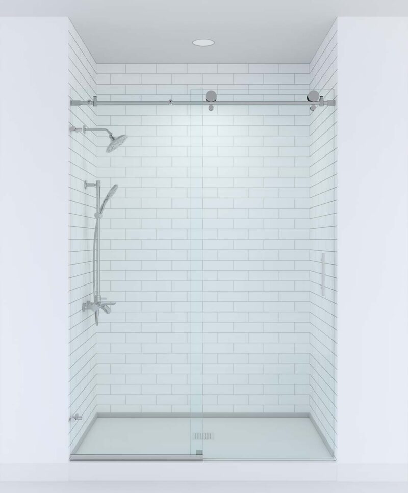 Atlantis Heavy Stationary Panel With Bypass Sliding Door | Splendor Glass