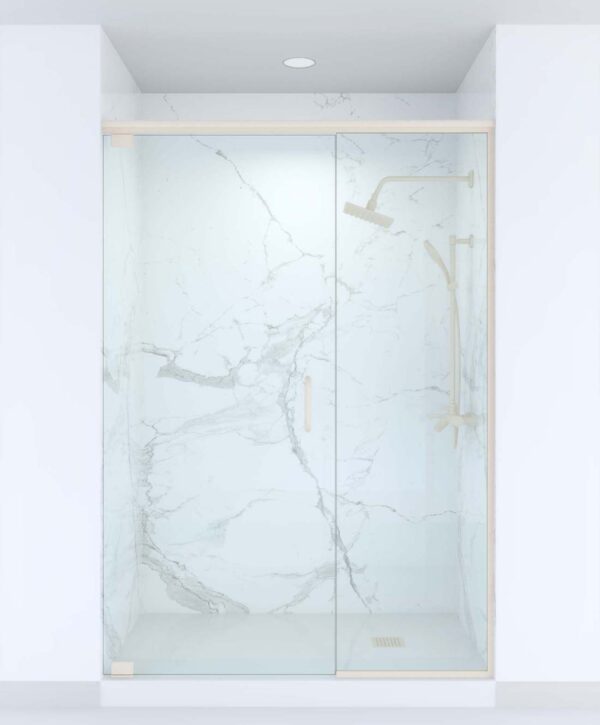 Heavy Glass Pivot Single Swing Door with Inline Panel | Splendor Glass