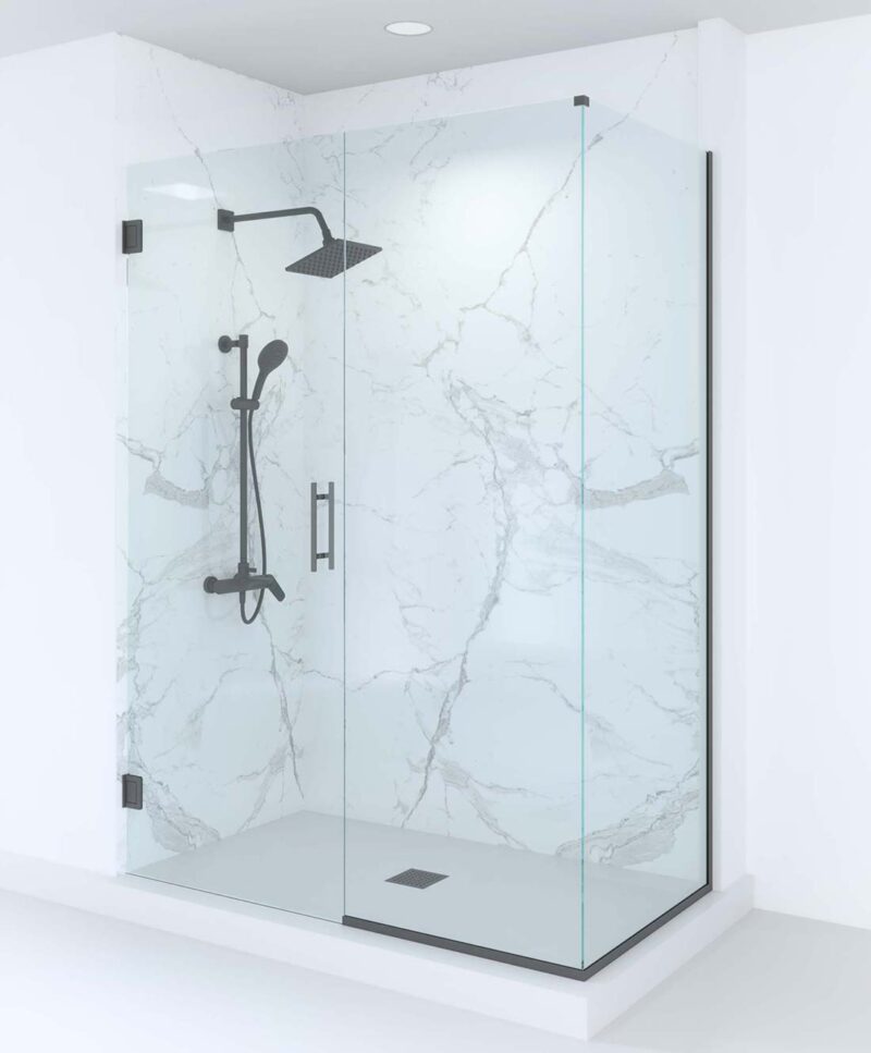 Heavy Glass Single Swing Door with Inline Panel and Return Panel ...
